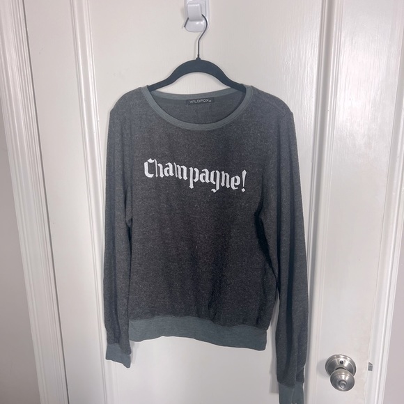 Wildfox | Sweaters | Wildfox Crew Neck Charcoal Grey With Green Trim ...